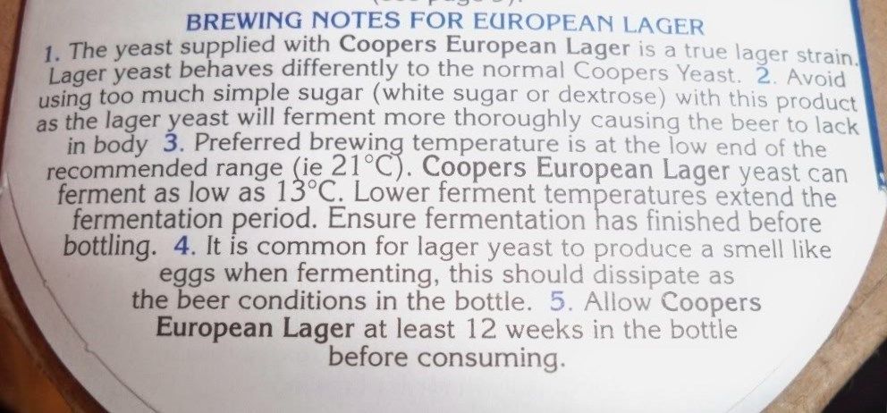 BEER KIT EURO LAGER 5 GAL BREWING INGREDIENTS COOPERS DIY EUROPEAN ...