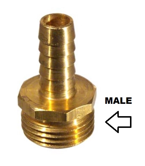 Brass MALE GARDEN HOSE THREAD (GHT) to 1/2" TUBING ADAPTER for Wort ...