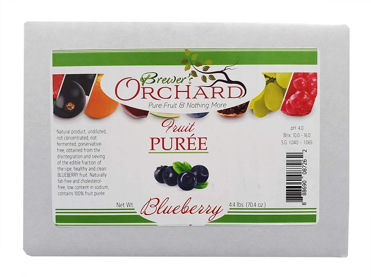 BLUEBERRY PUREE 4.4 Pound Boxed Bladder Brewer's Orchard Natural Fruit ...