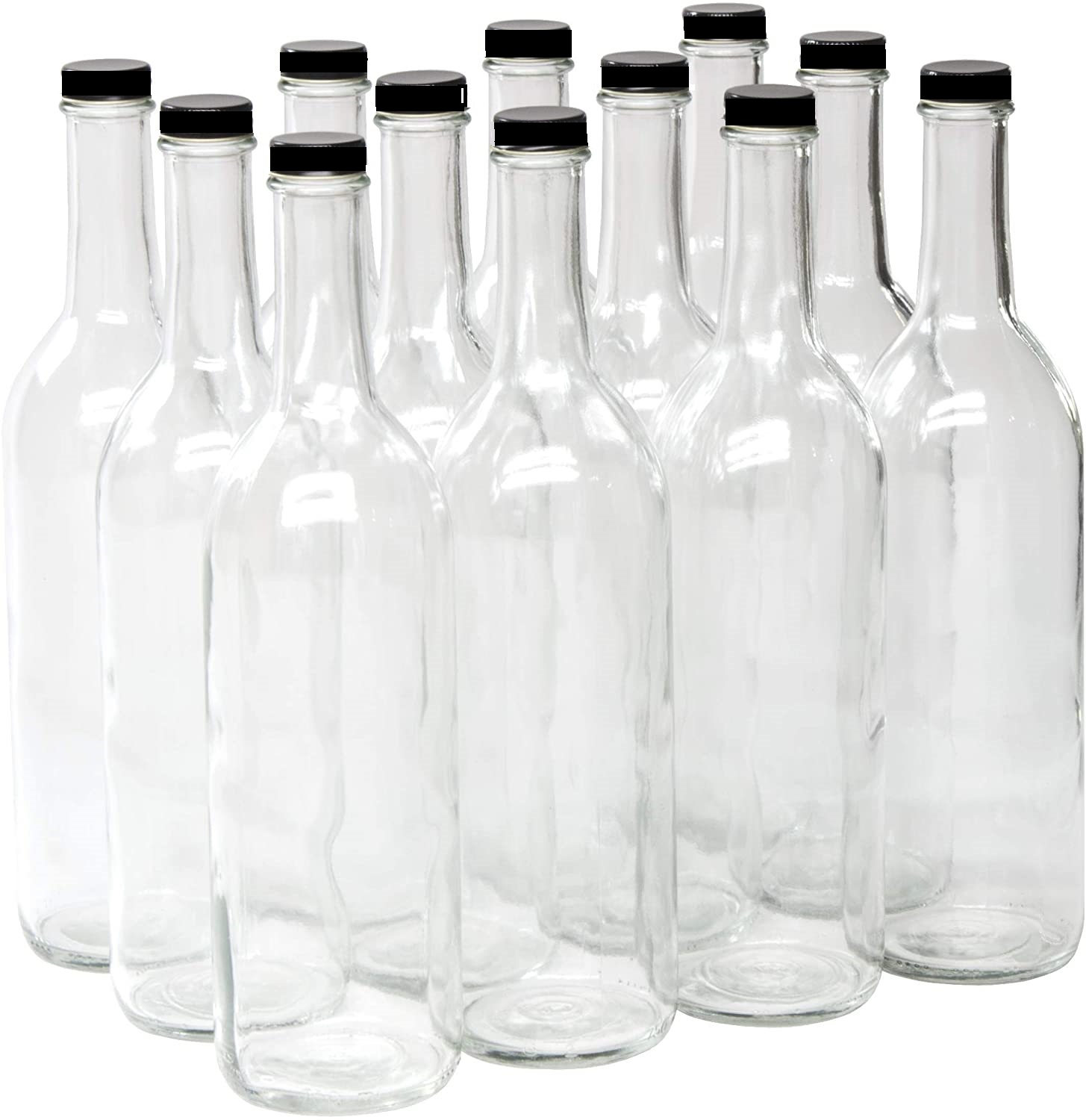 SCREW TOP WINE BOTTLES 750 Ml Clear Glass Claret Bordeaux Bottles 12