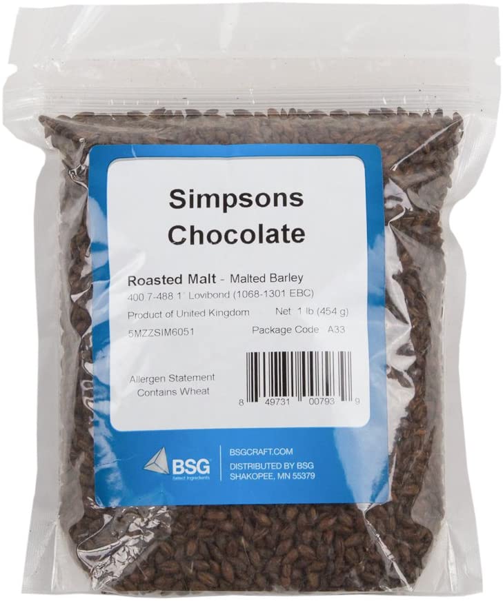SIMPSONS Finest CHOCOLATE MALT 1 lb Unique Specialty Malt - Uncrushed ...