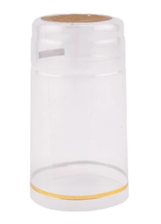 100 Pack CLEAR TRANSPARENT With Gold Top SHRINK CAPSULES 30.5x55 PVC ...